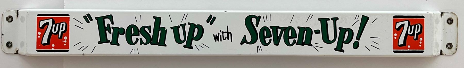 Vintage Advertising Porcelain Push Bar - 7up ''Fresh up'' with 7up ...