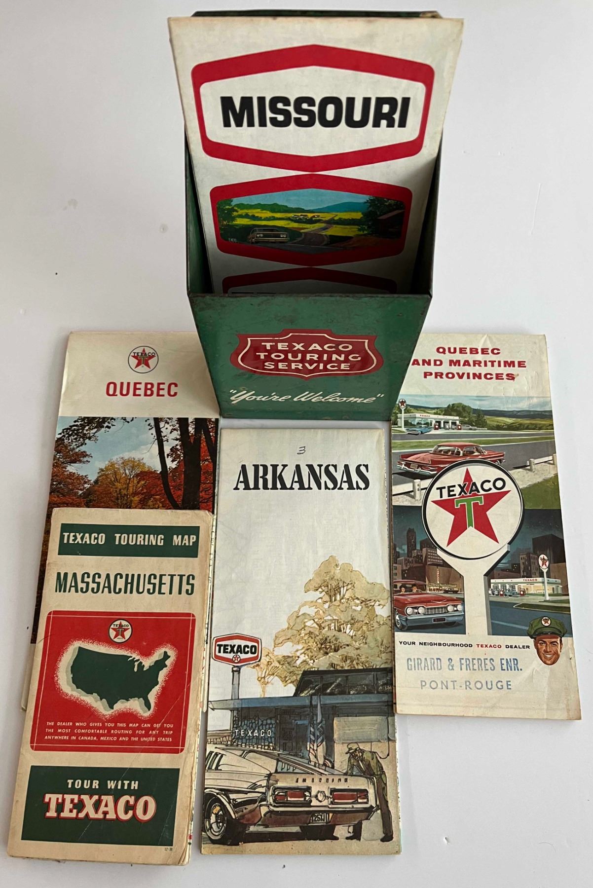 Vintage Advertising; Texaco Touring Service "You're Welcome" Map Rack ...