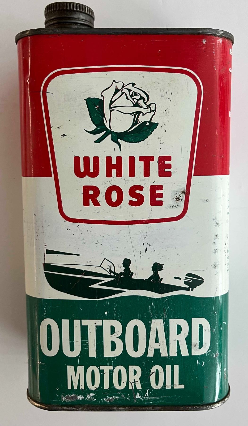 Vintage Motor Oil Can; White Rose Quart Power Mower Oil Can. A Rare ...