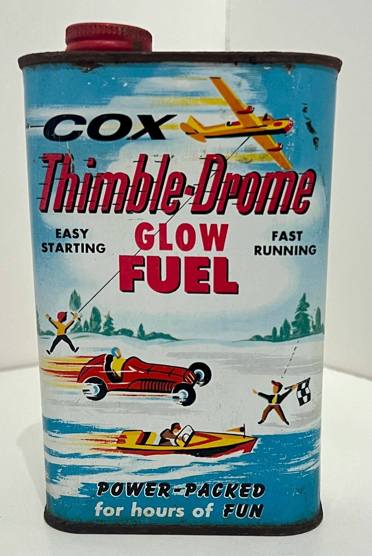 Vintage Cox Thimble Drome Glow Fuel Advertising Tin. Original can with ...