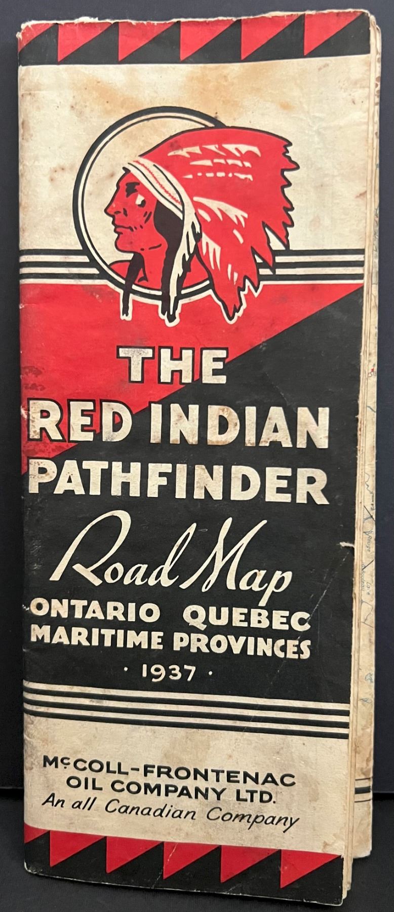 Vintage Road Maps; The Red Indian Pathfinder 1937 Road Map of Ontario ...