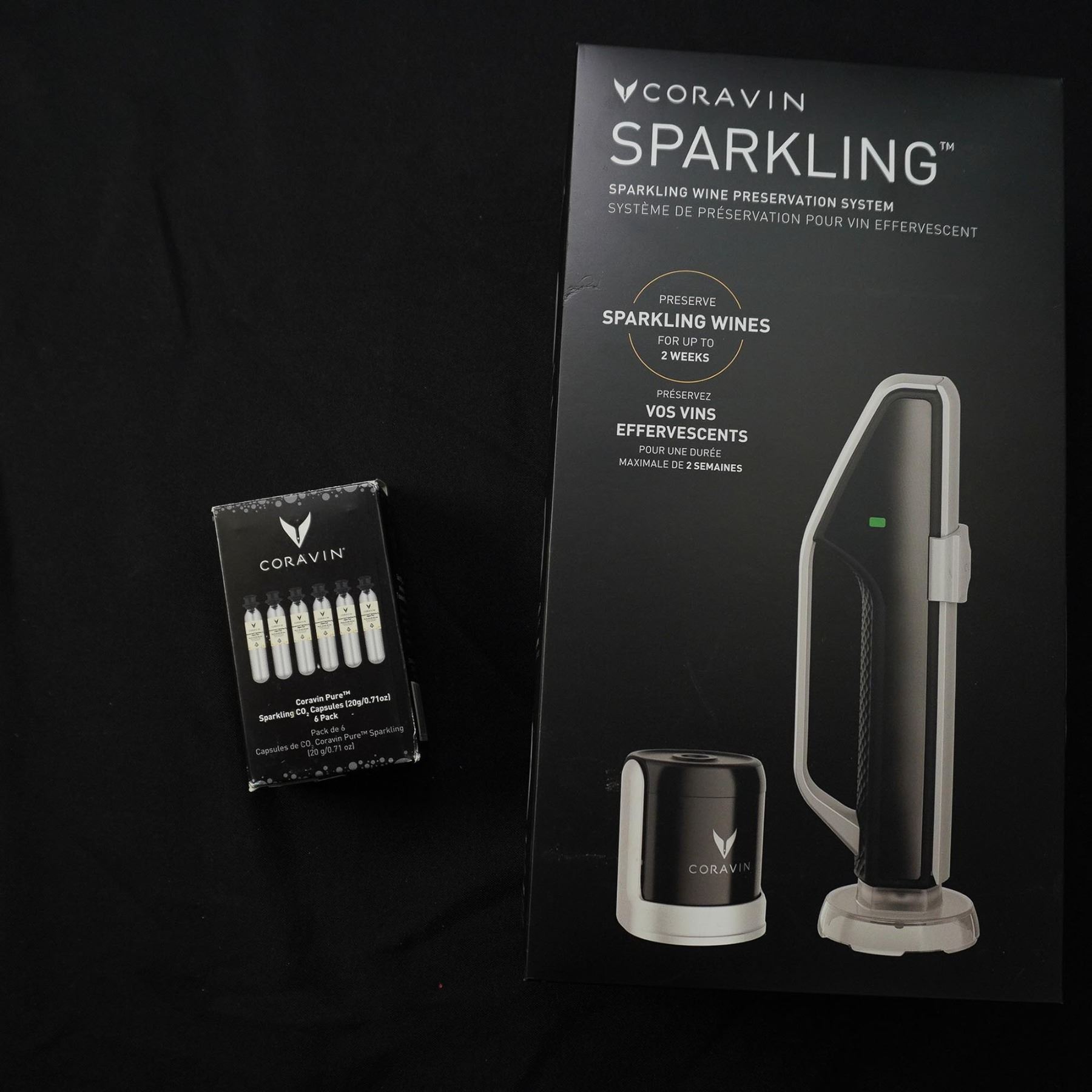 2pc Coravin Sparkling Wine Preservation System and Capsule Pack