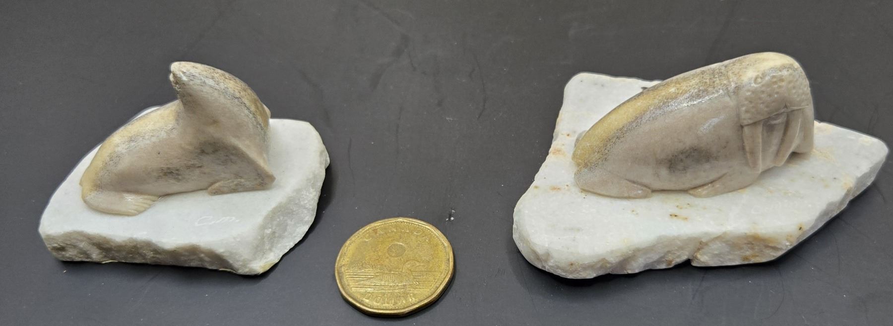 Two Vintage Signed Inuit Carvings