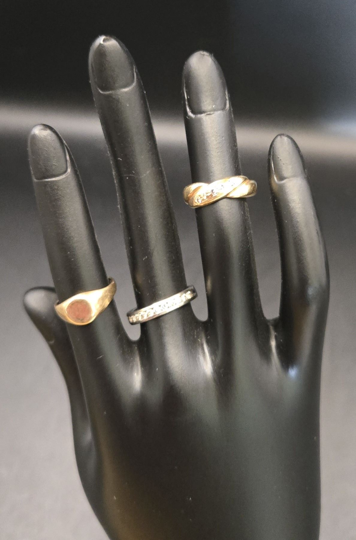 Three Ladies 10 Karat Gold Rings