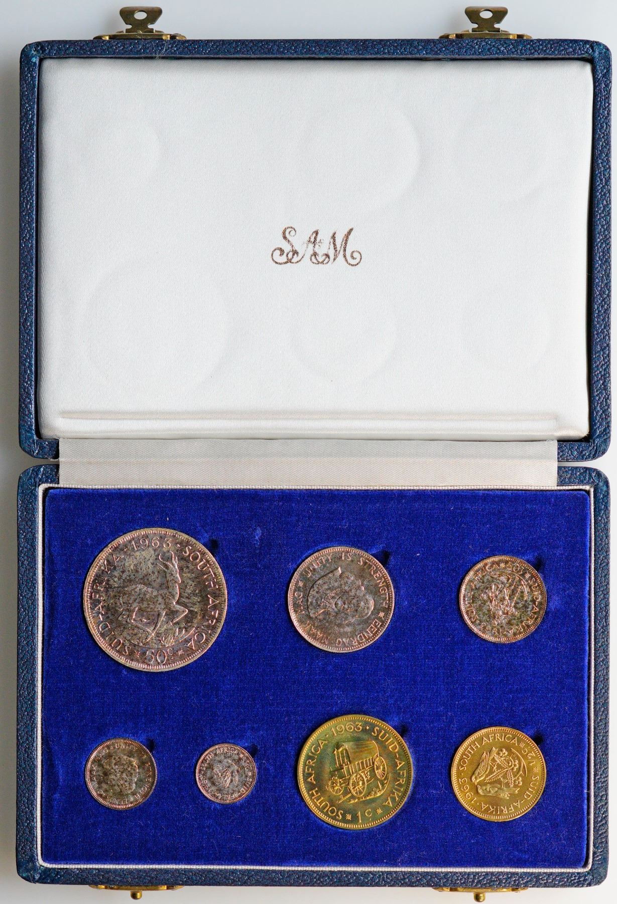 South Africa; 1963 Proof Coins - Set of 7-Coins housed in original SAM ...
