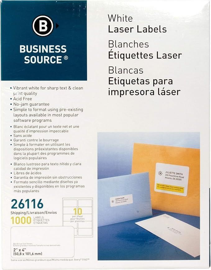Business Source Bright White Premium Quality 2" x 4" Shipping Labels ...
