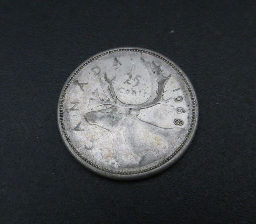 1968 Canadian Silver Quarter (non-magnetic)