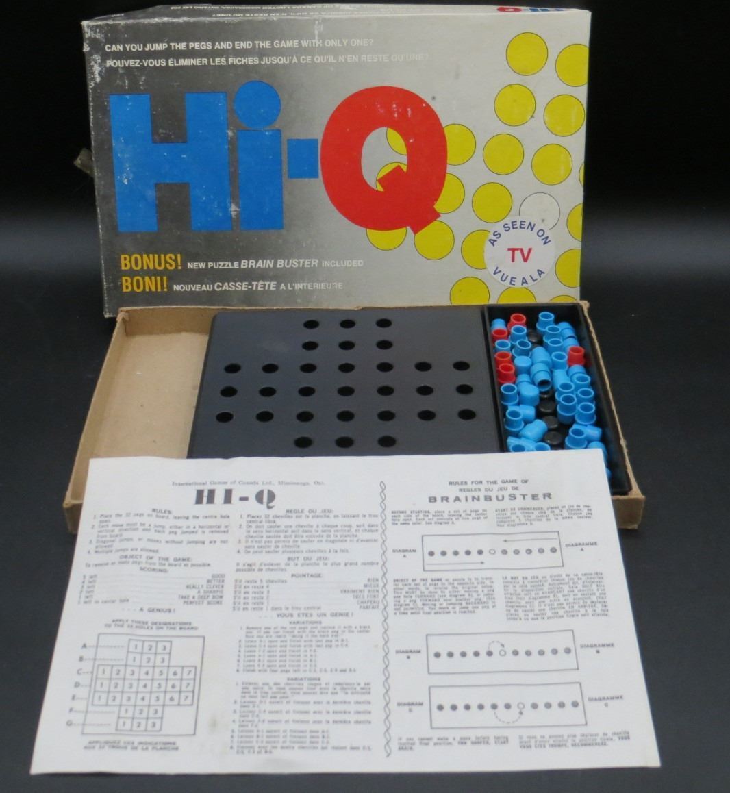 Vintage Hi-Q Strategy Game With Box
