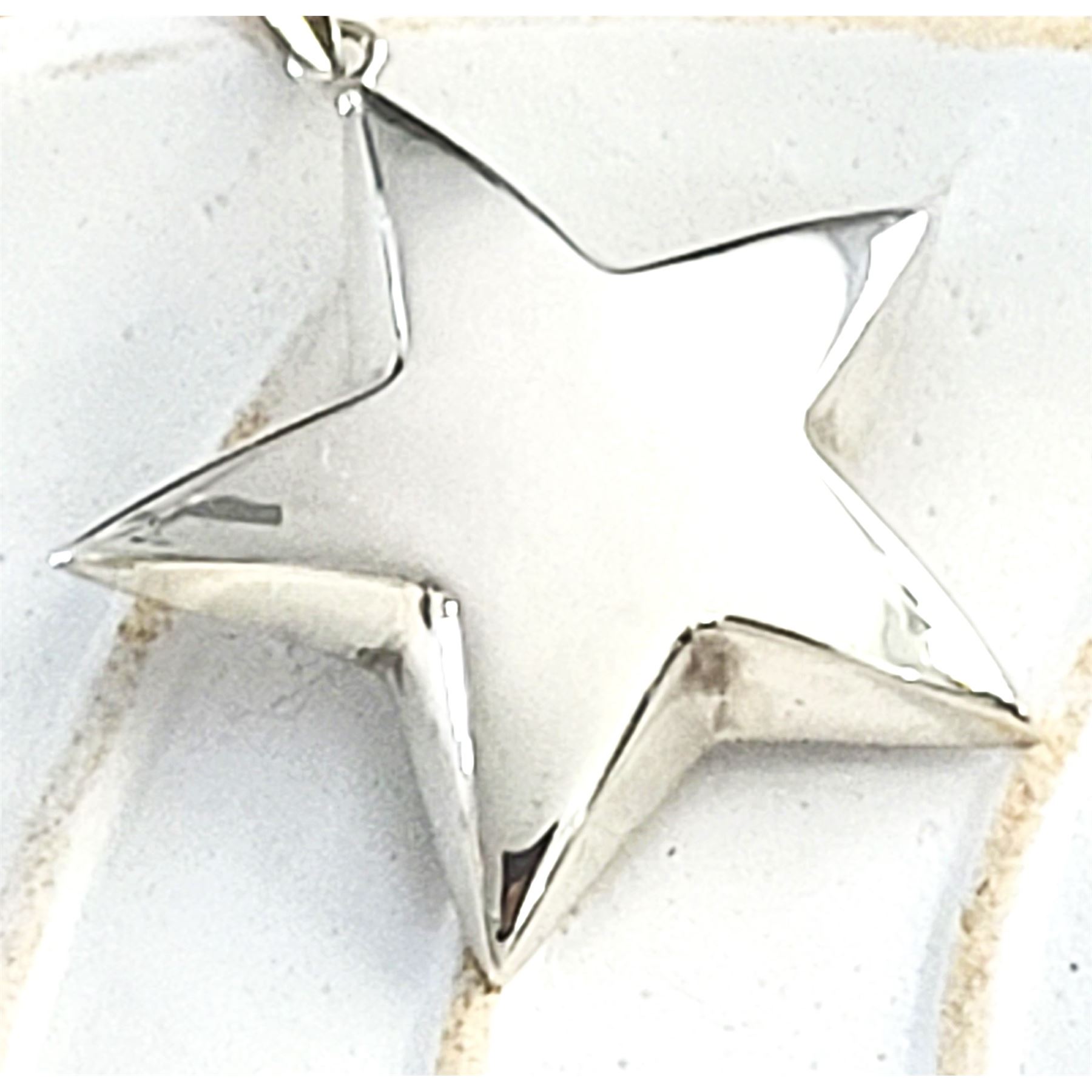 Vintage Sterling Silver Puffed Star Pendant 2"