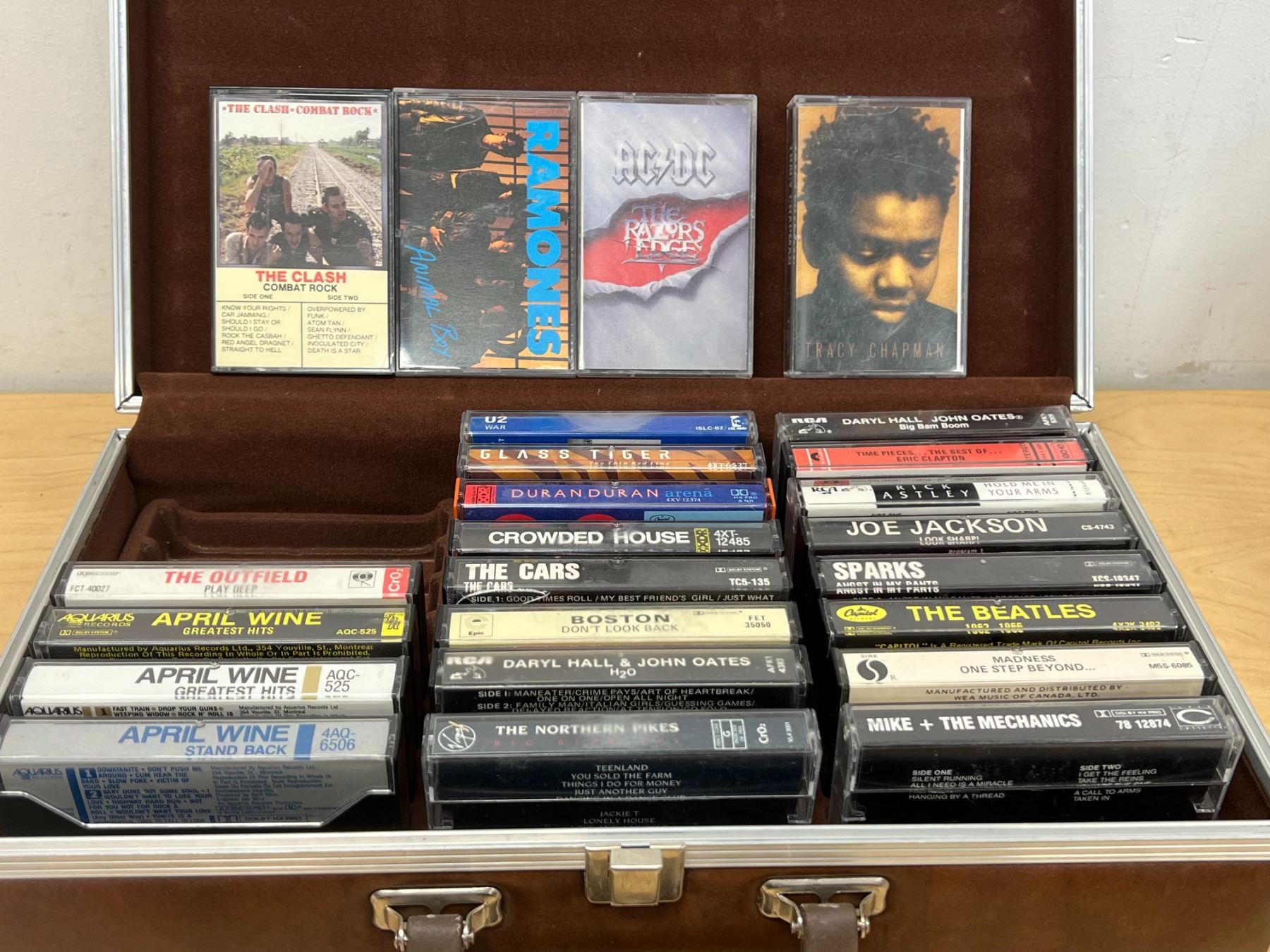 24 Music Cassette Tapes & carry case - good mix - see all photos