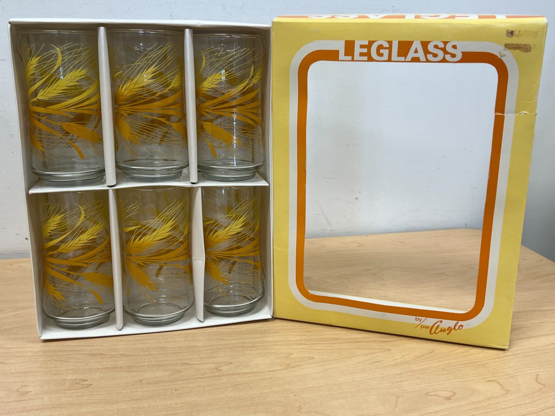 6 Vintage Wheat Pattern Libbey Drinking Glasses 5" - Look new old stock - see all photos