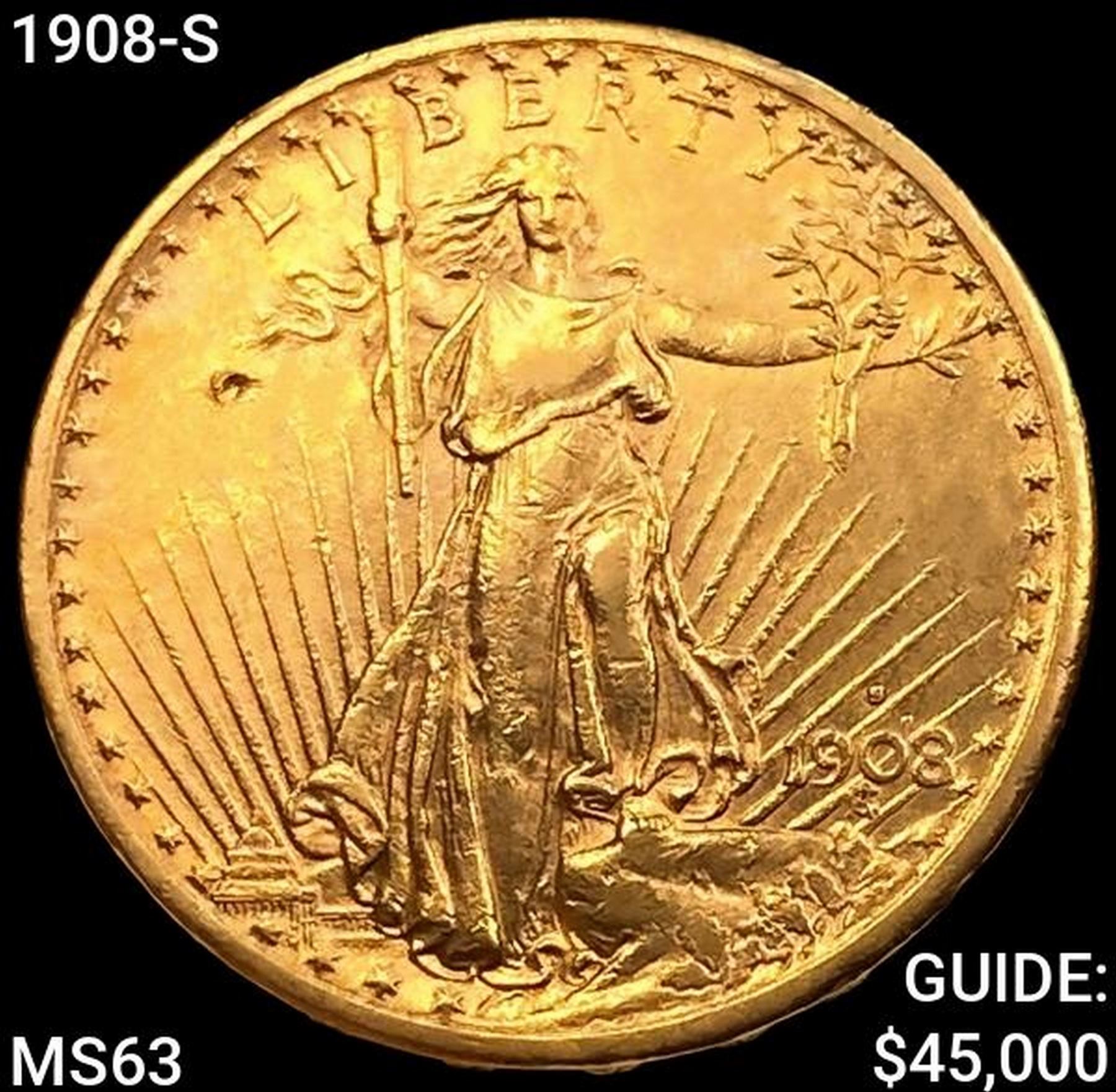 1908-S $20 Gold Double Eagle CHOICE BU