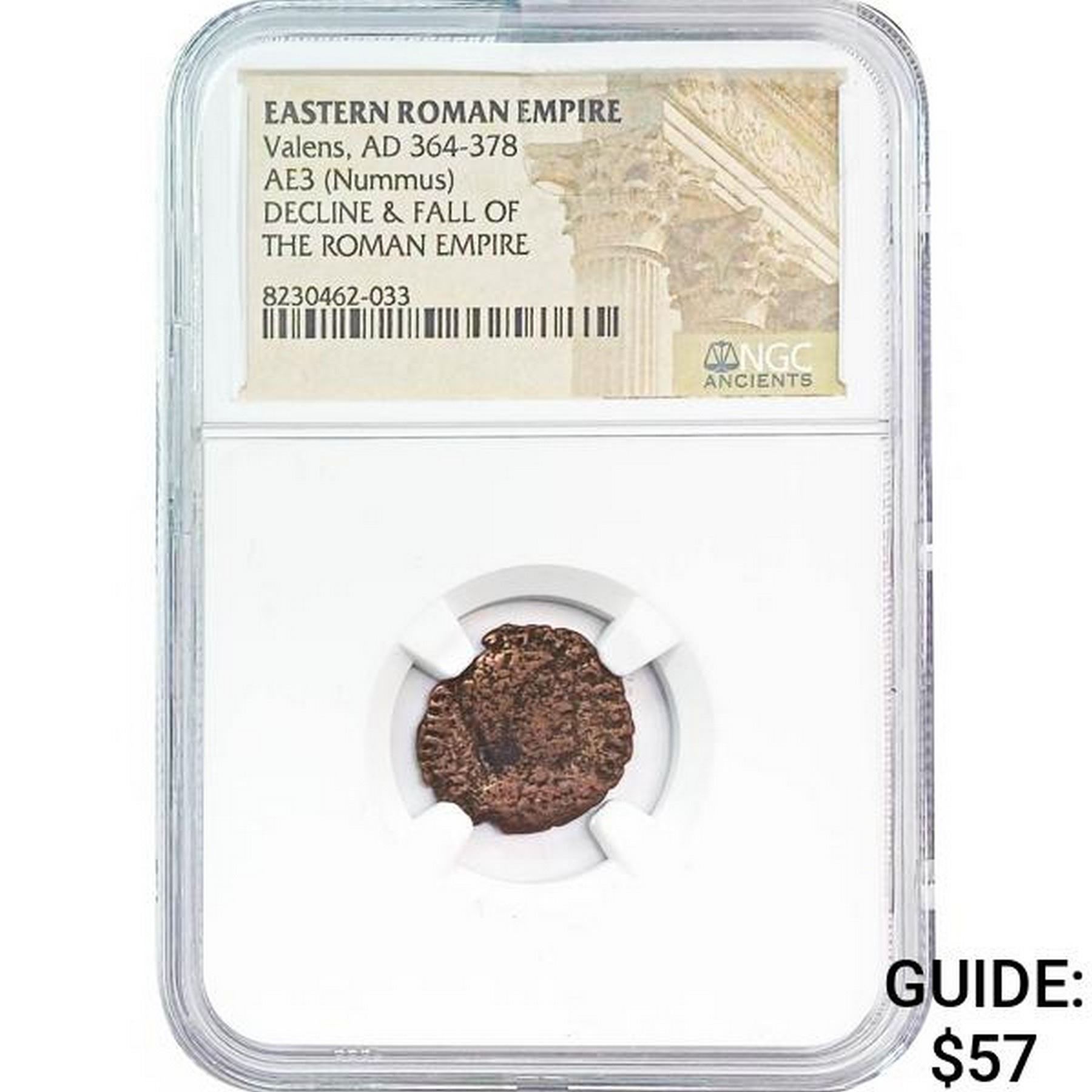 East Roman Valens, AD 364-378 AE3 Nummus NGC
