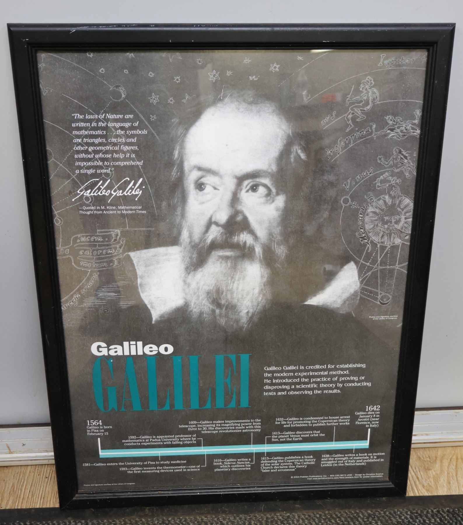 Galileo Galilei Bio Poster, Framed 20" x 26"