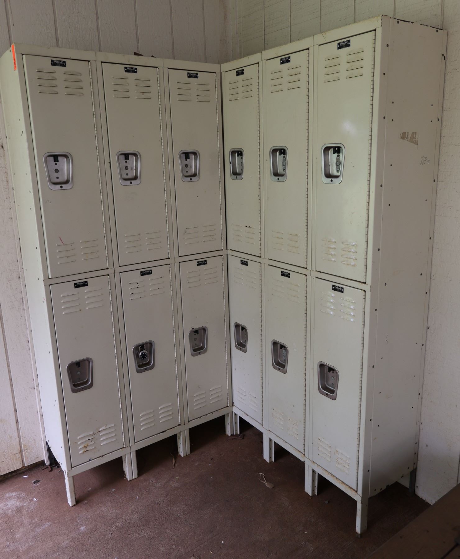 Qty 2 Hallowell Double Tier 6-Compartment Metal Lockers 36" x 12" x 76 ...