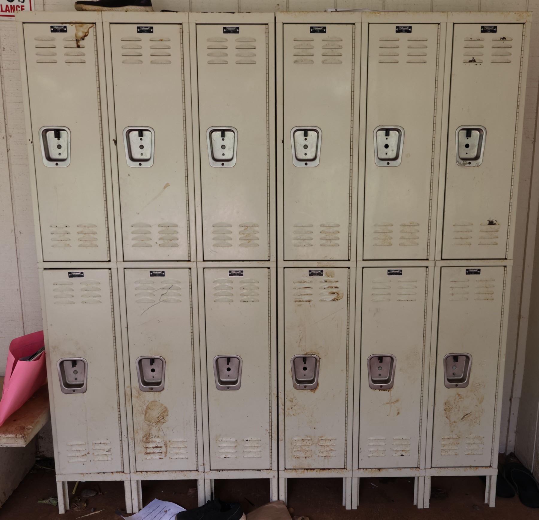 Qty 2 Hallowell Double Tier 6-Compartment Metal Lockers 36" x 12" x 76 ...