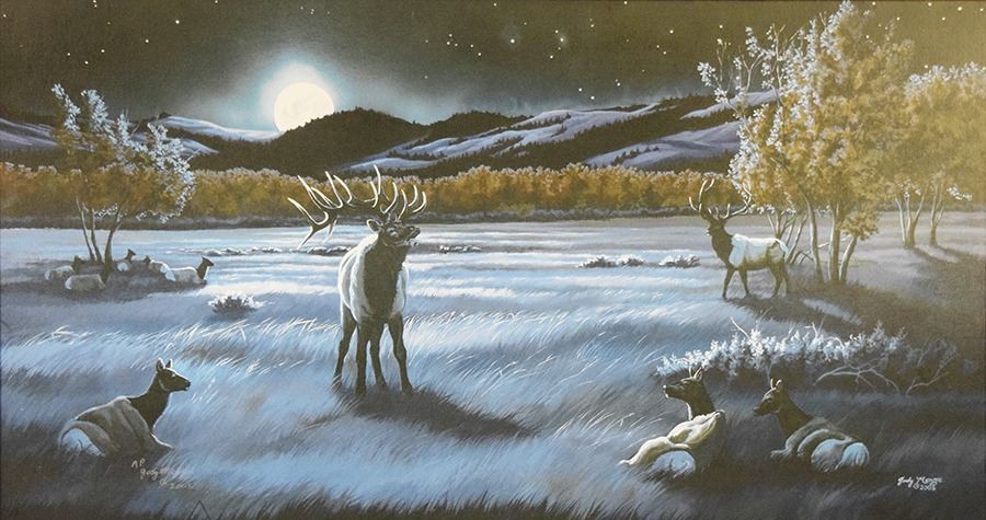 Menge, Jody, artist proof print on canvas, Moonrise on the CMR, 15.5" x ...