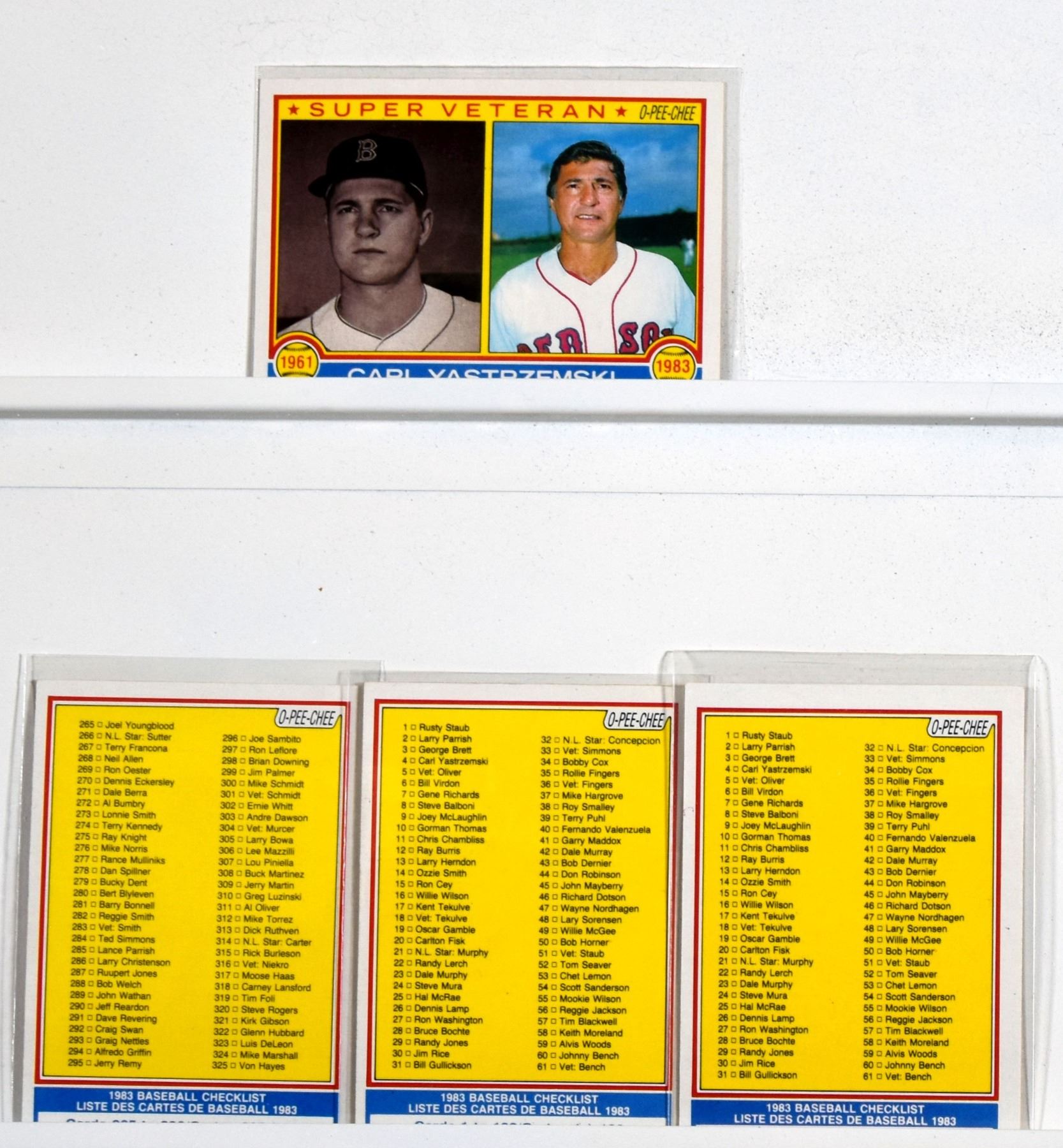 Baseball Cards - 1983 Baseball Checklist + Yastrzemski Super Veteran