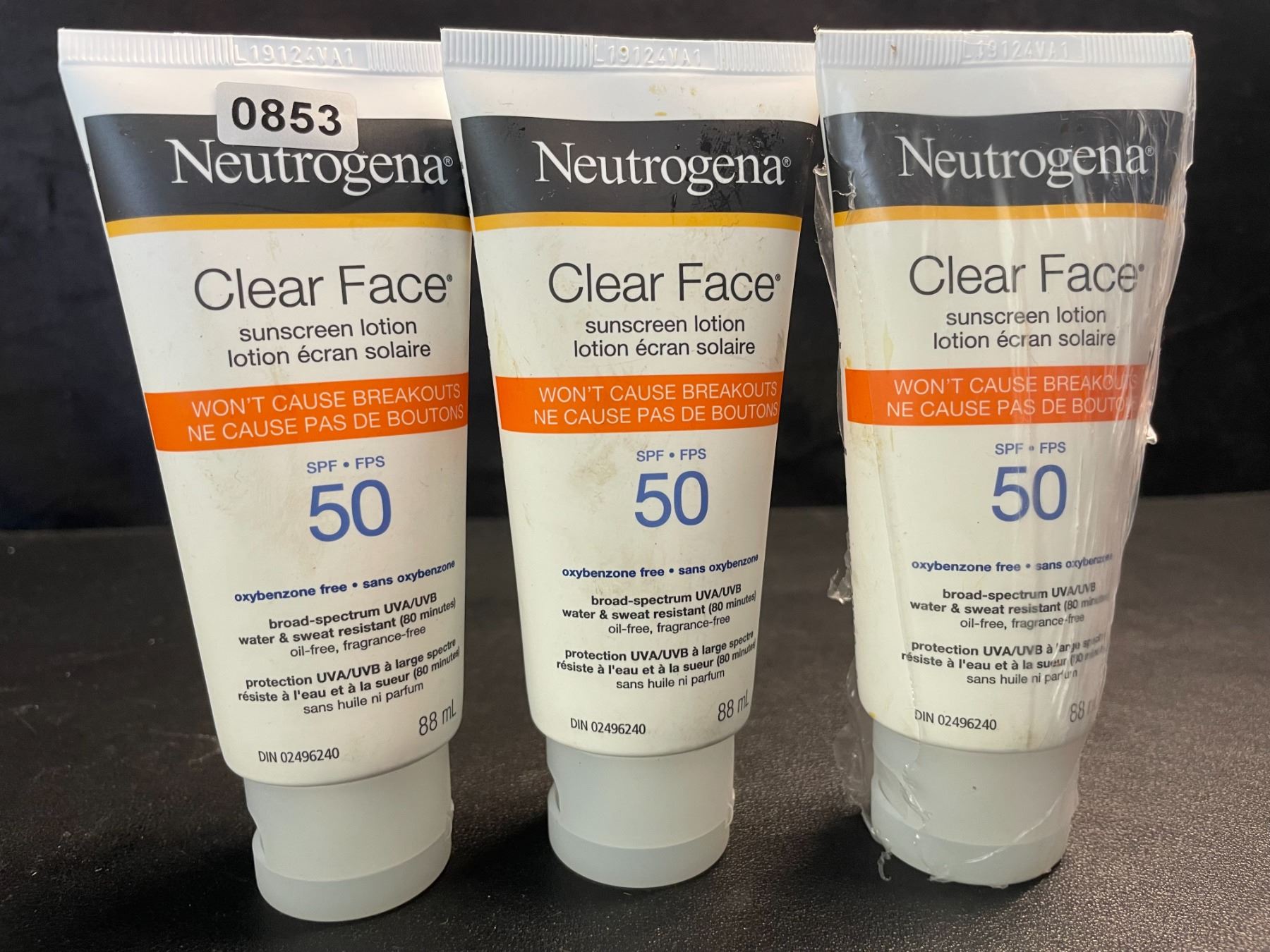 3 Neutrogena Clear Face SPF 50 Sunscreen Lotions - 88ml Each - New