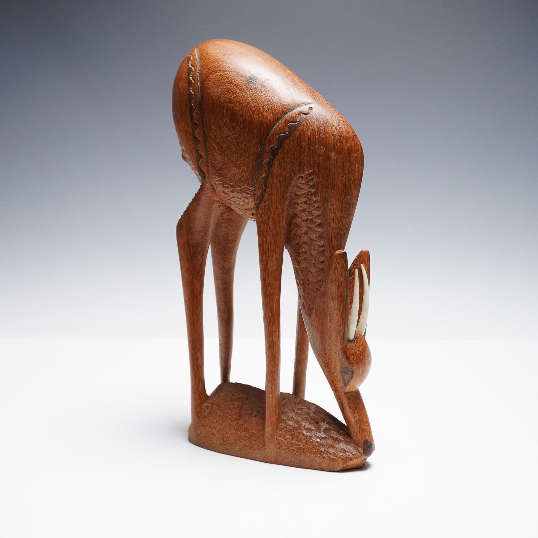 Hand Carved Wooden Antelope