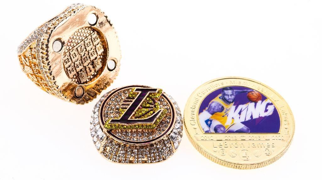"LeBron James" Lakers 2020 World Champions Player Replica Ring + 24kt ...