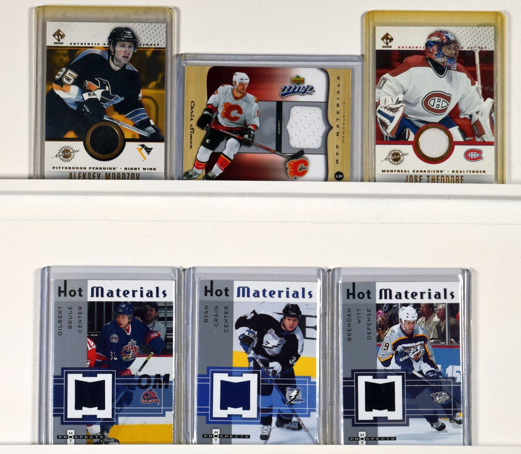 Hockey Cards - Game Worn Jerseys, Simon, Theodore, Witt, Brule, Craig ...