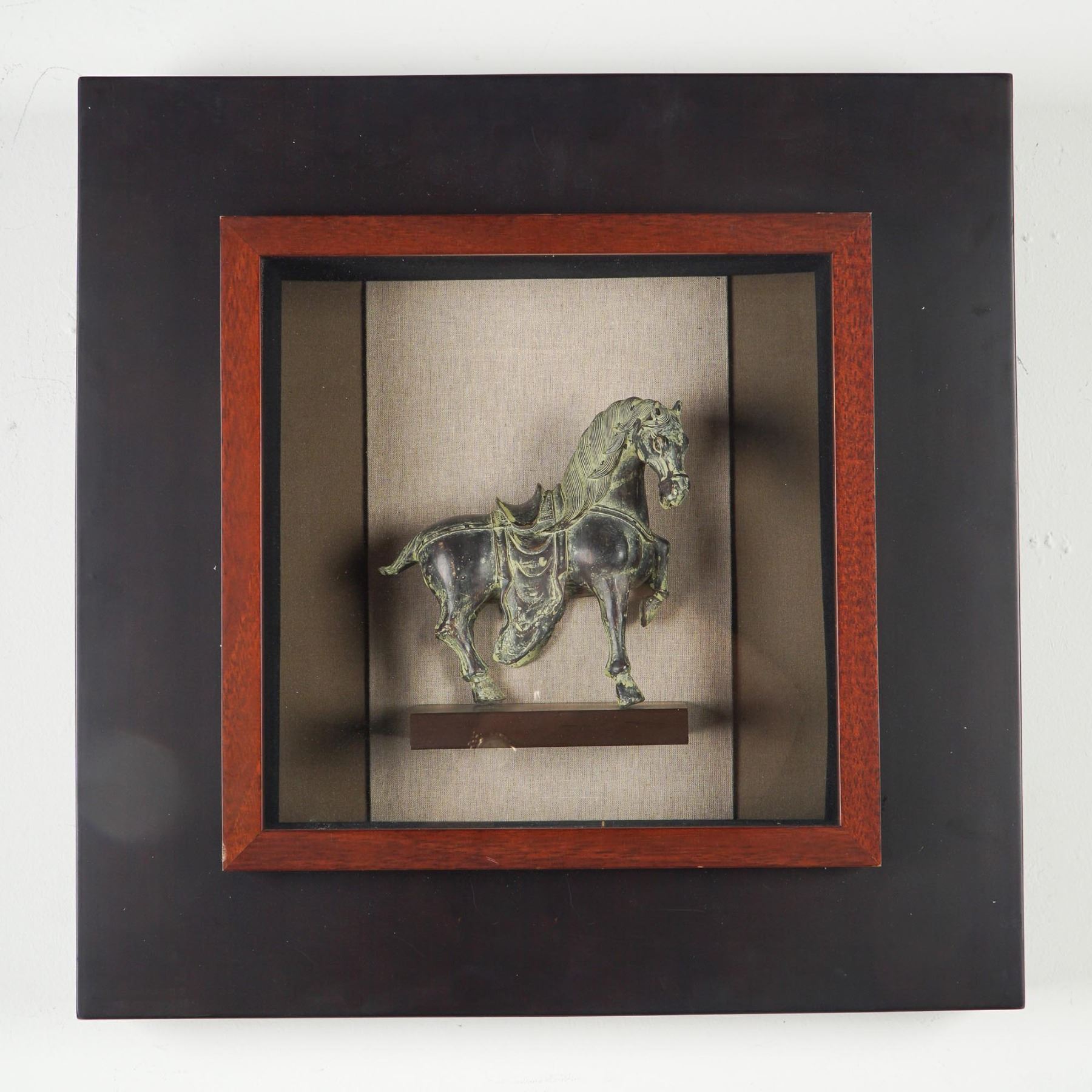 Bronze Tang Horse in Shadowbox Frame