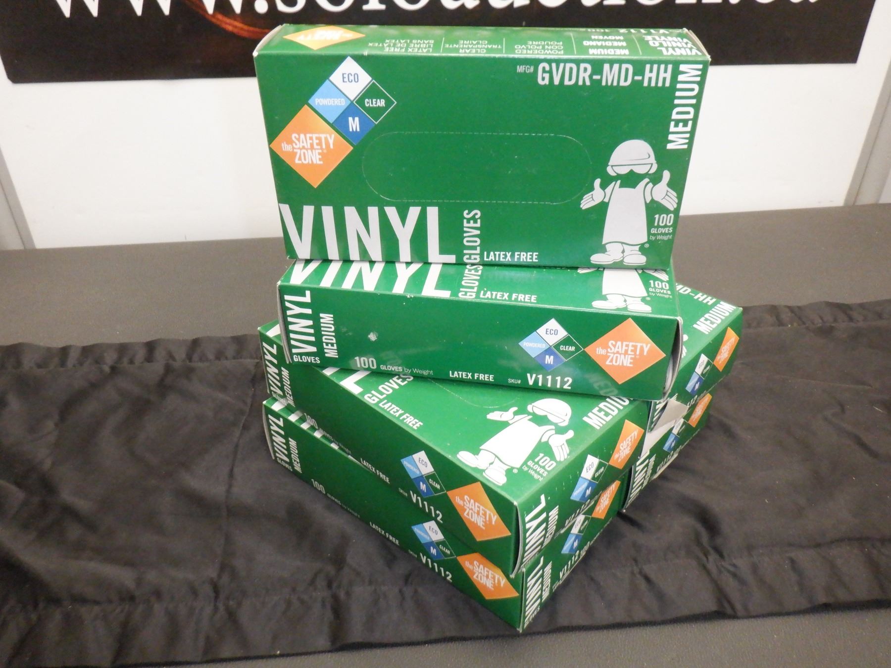 3 boxes of new disposable vinyl gloves, latex free, 100 gloves per box ...