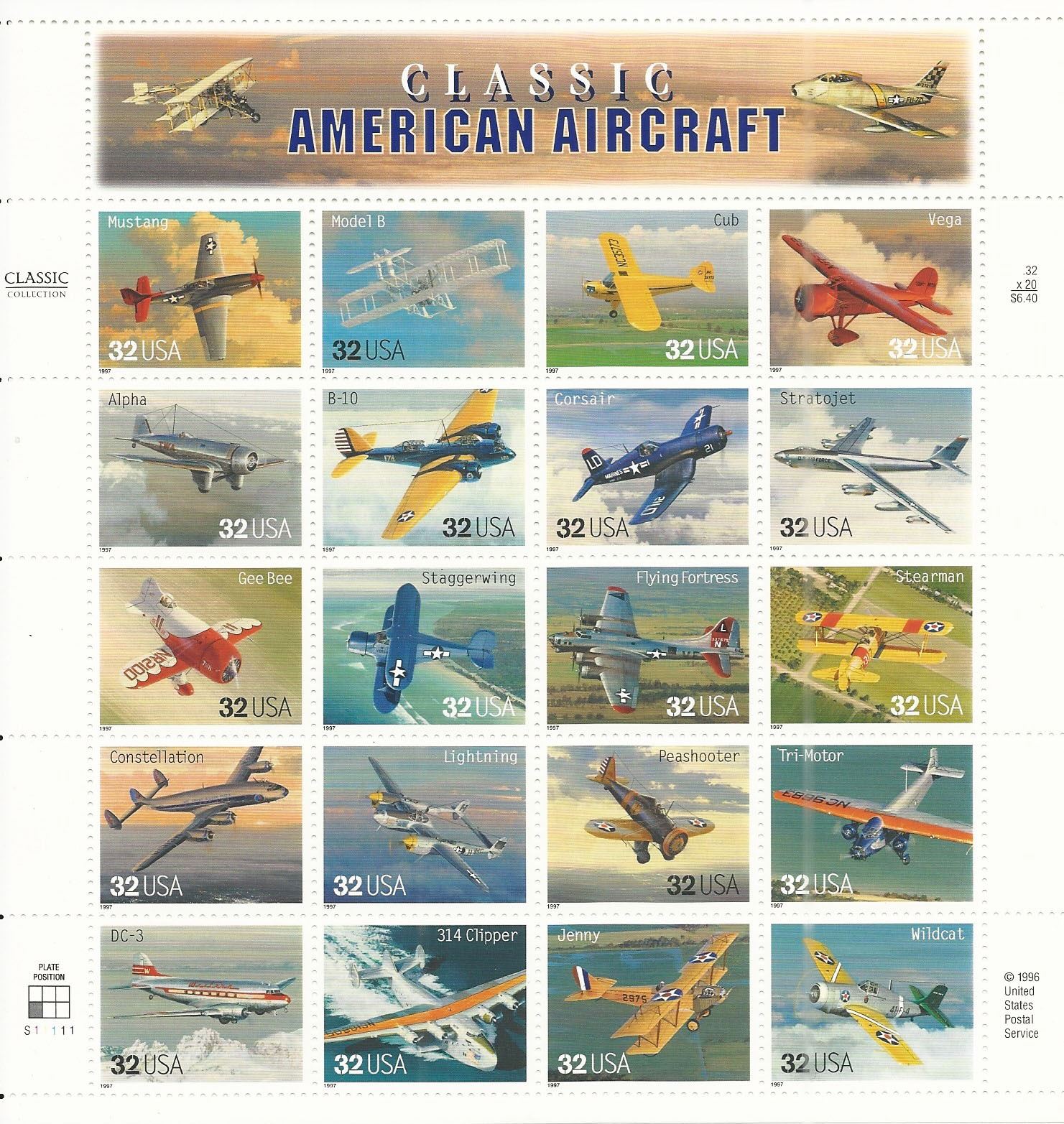 Classic American Aircraft Stamps