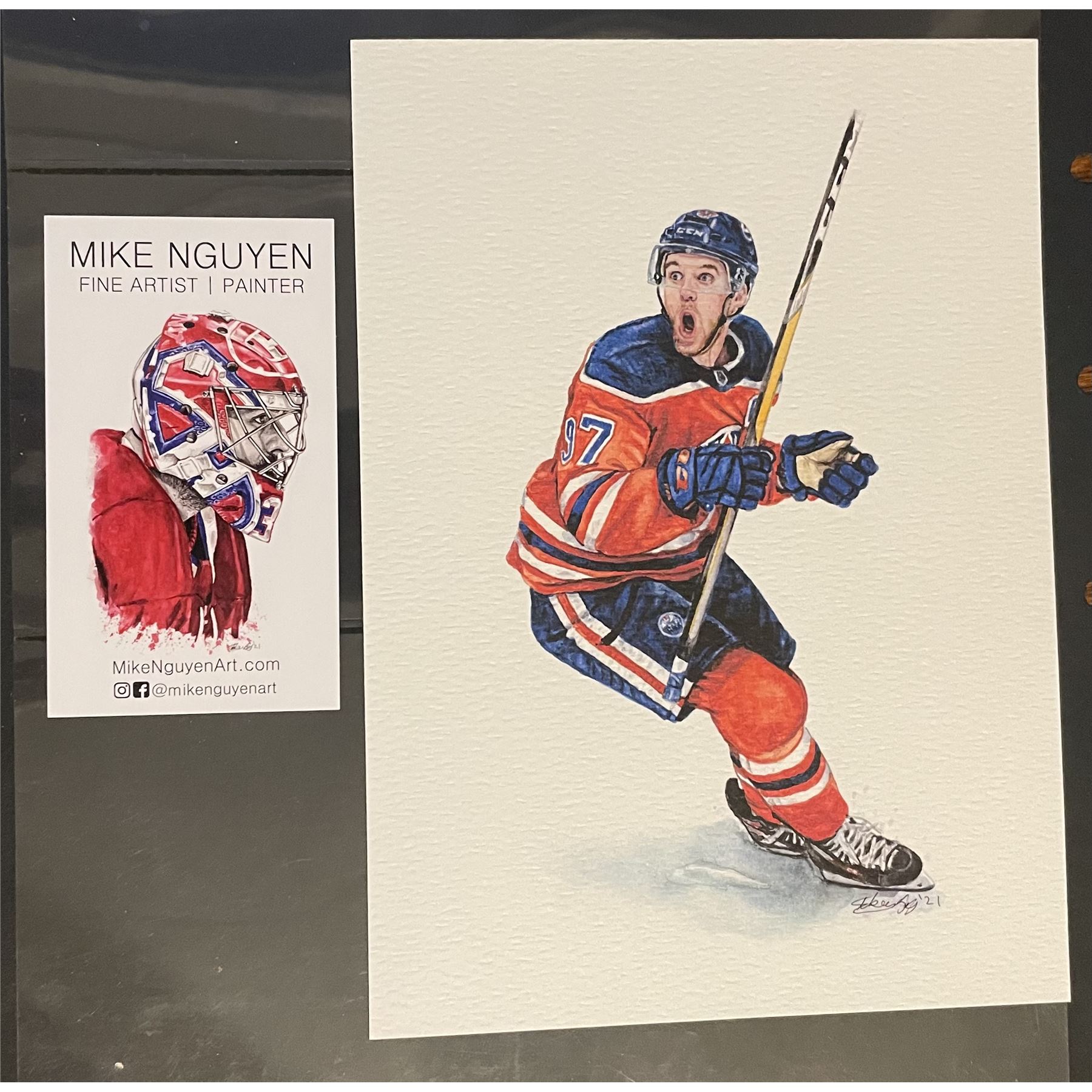 Connor McDavid Edmonton Oilers watercolor print by Mike Nguyen 5”x7 ...