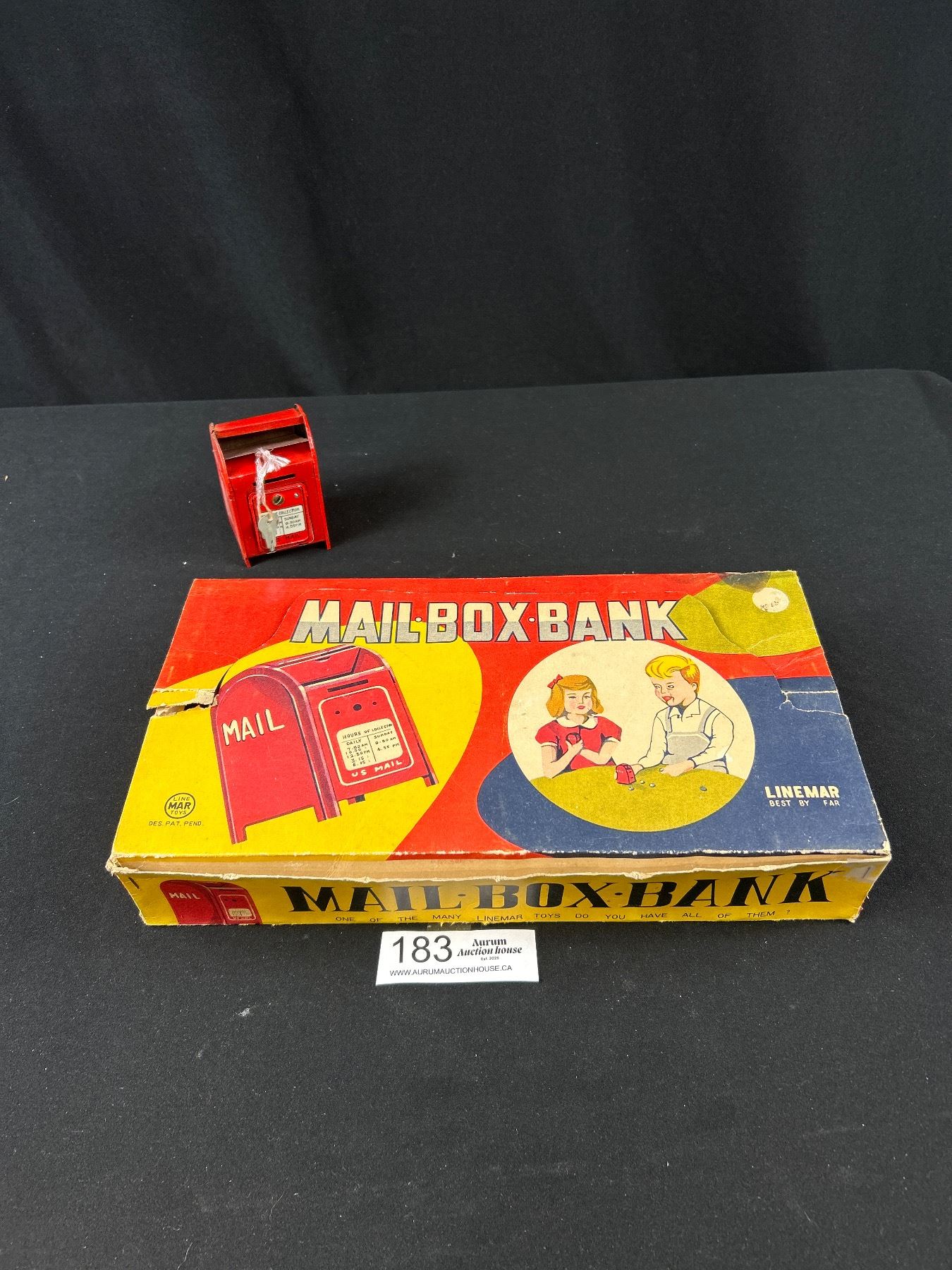 Vintage Linemar Toys Mailbox Banks in Original Store Display Box