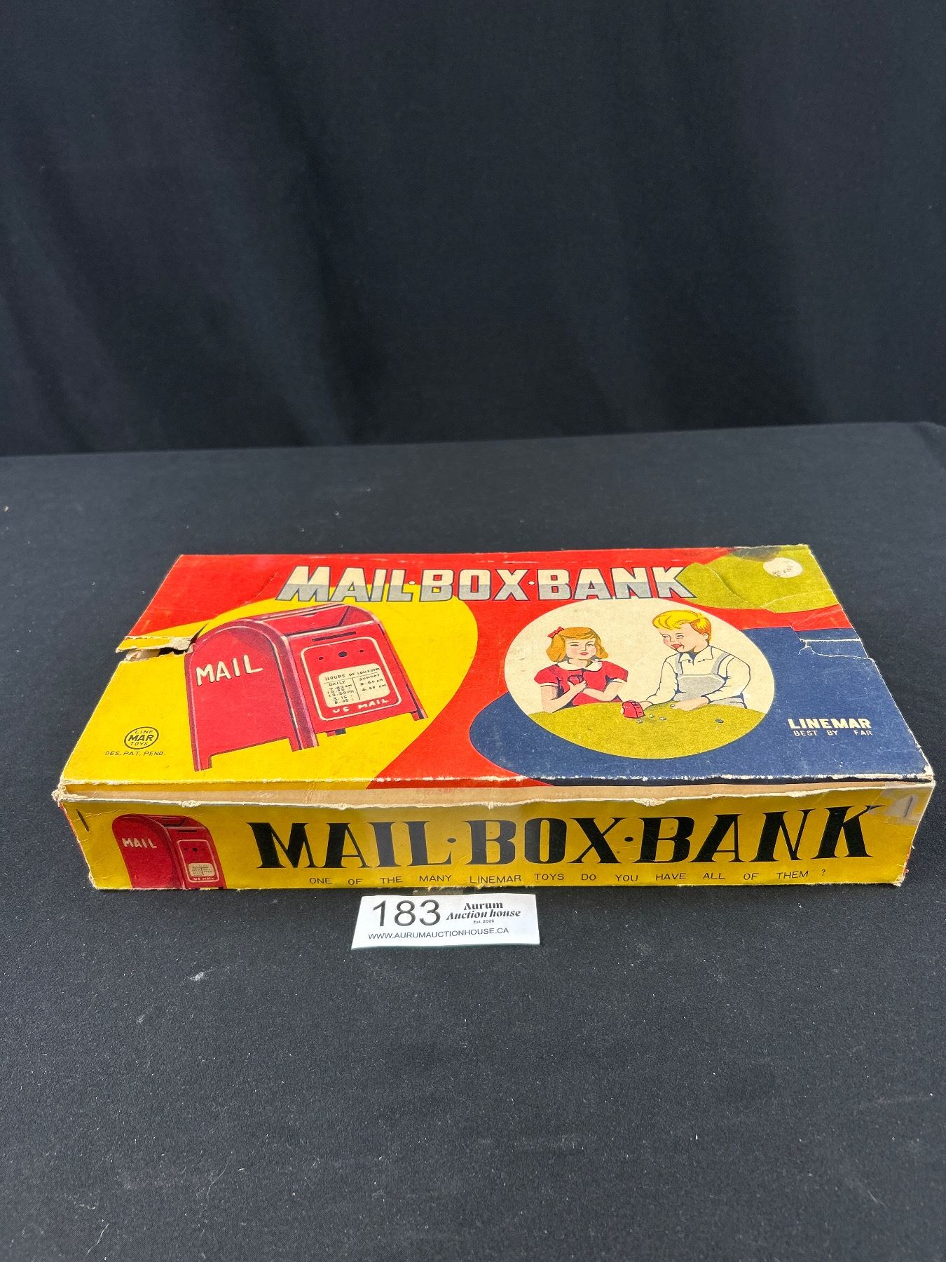 Vintage Linemar Toys Mailbox Banks in Original Store Display Box