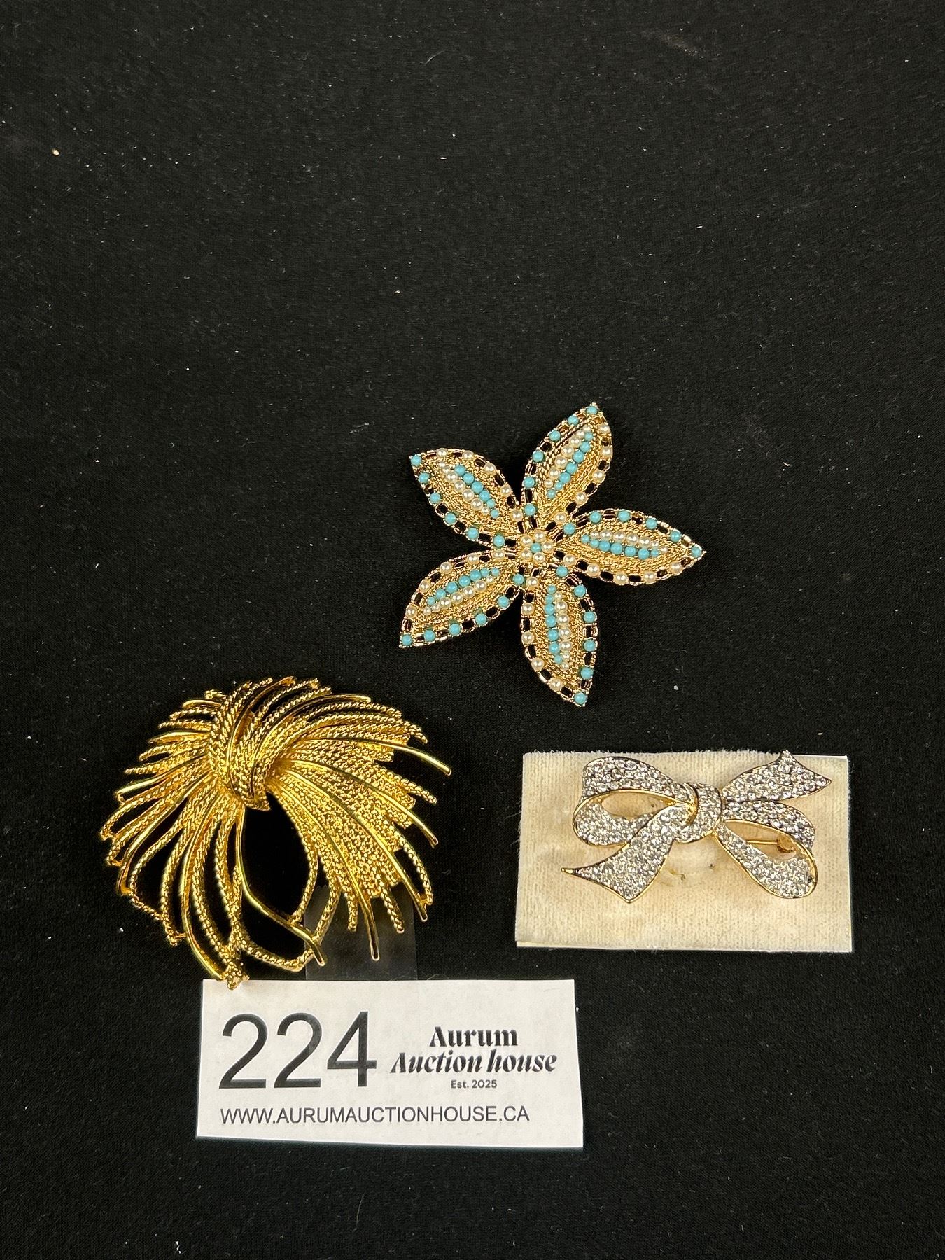 3 1960s Signed Brooches Nina Ricci Monet + Sarah Cov. Made in Canada