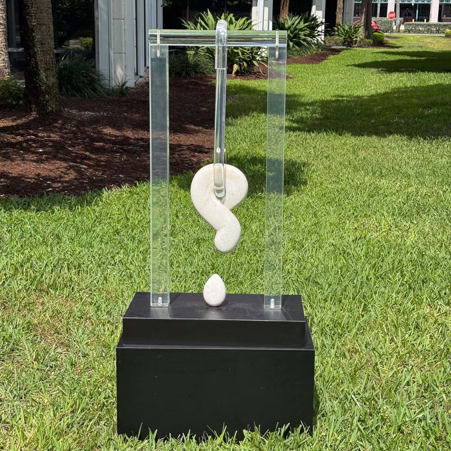 20th C. American Marble and Lucite Question Mark Sculpture