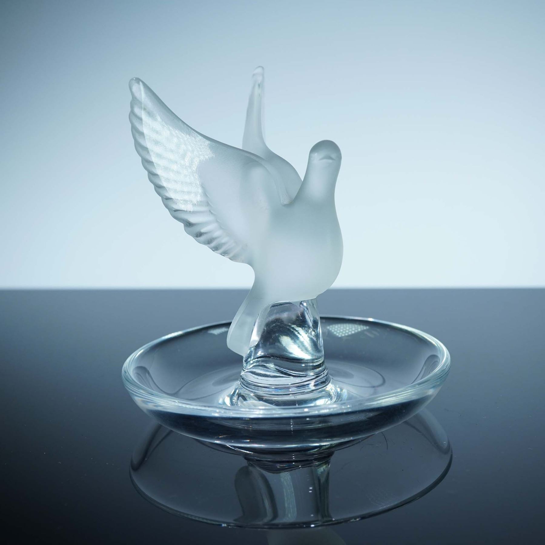Lalique Crystal Figurine, Dove Ring Dish