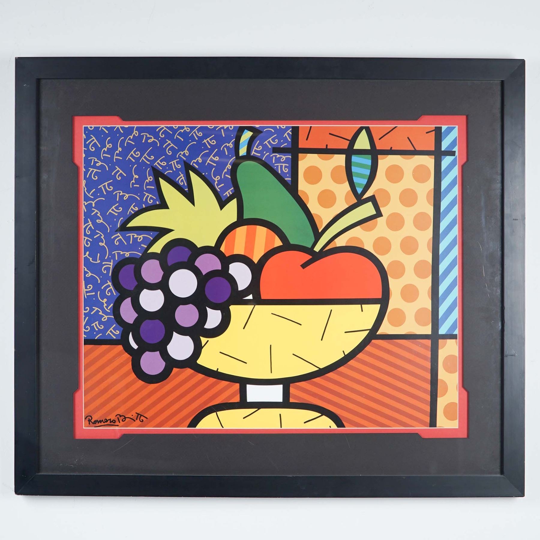 Romero Britto, Pop Art Serigraph, Still Life - Bowl of Fruit