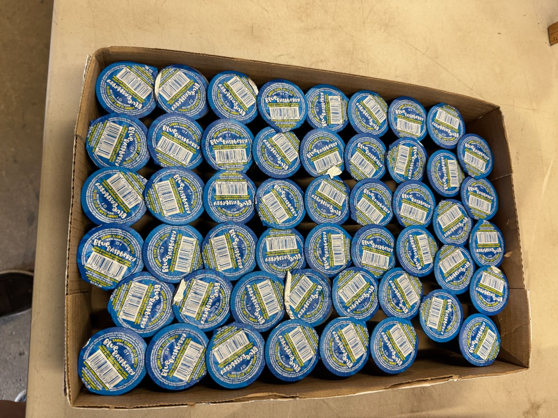 Blue raspberry Jell-O shooters must have valid ID
