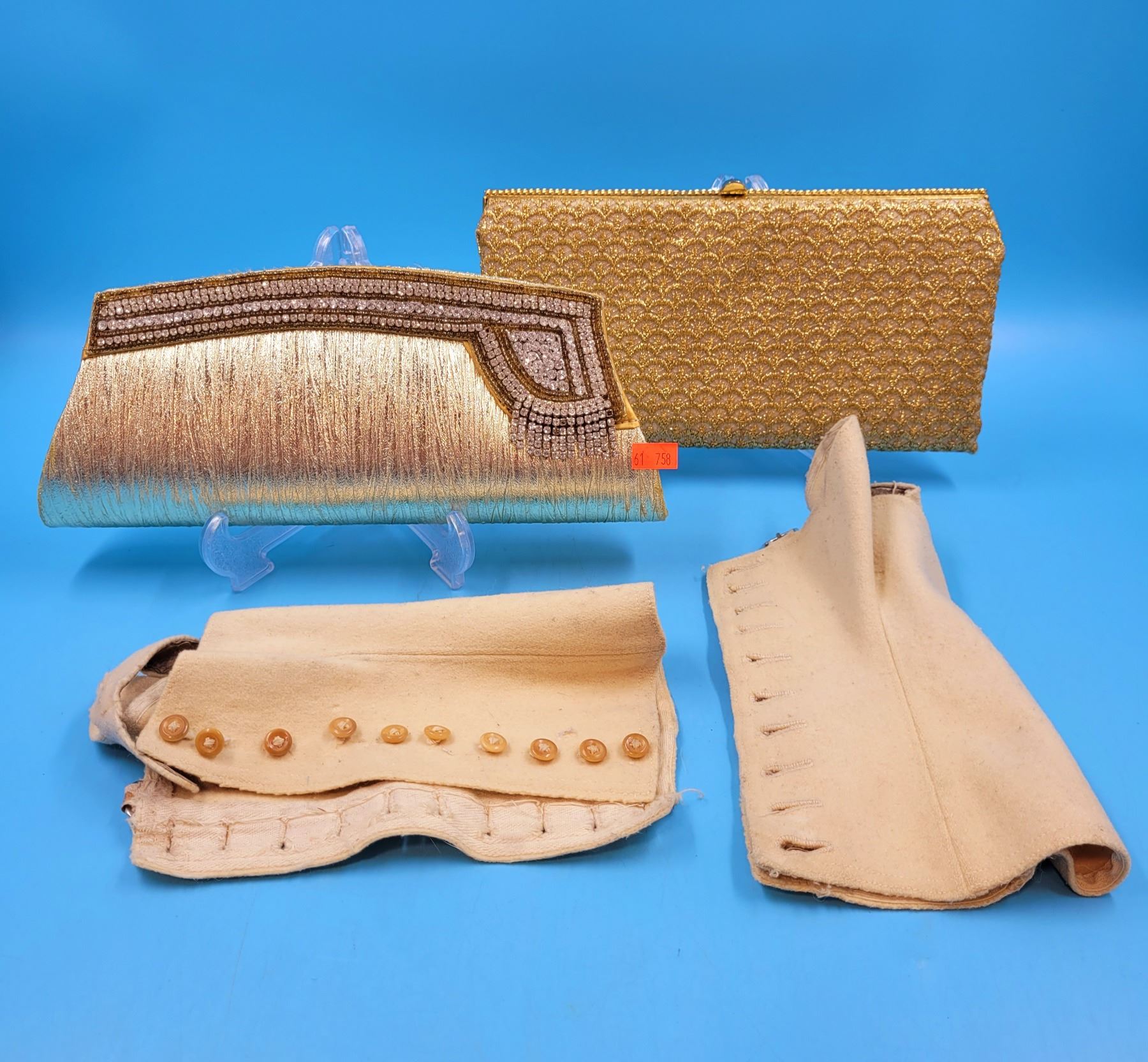 2 VTG Clutches & Victorian Boot Button-Up Boot Cuffs