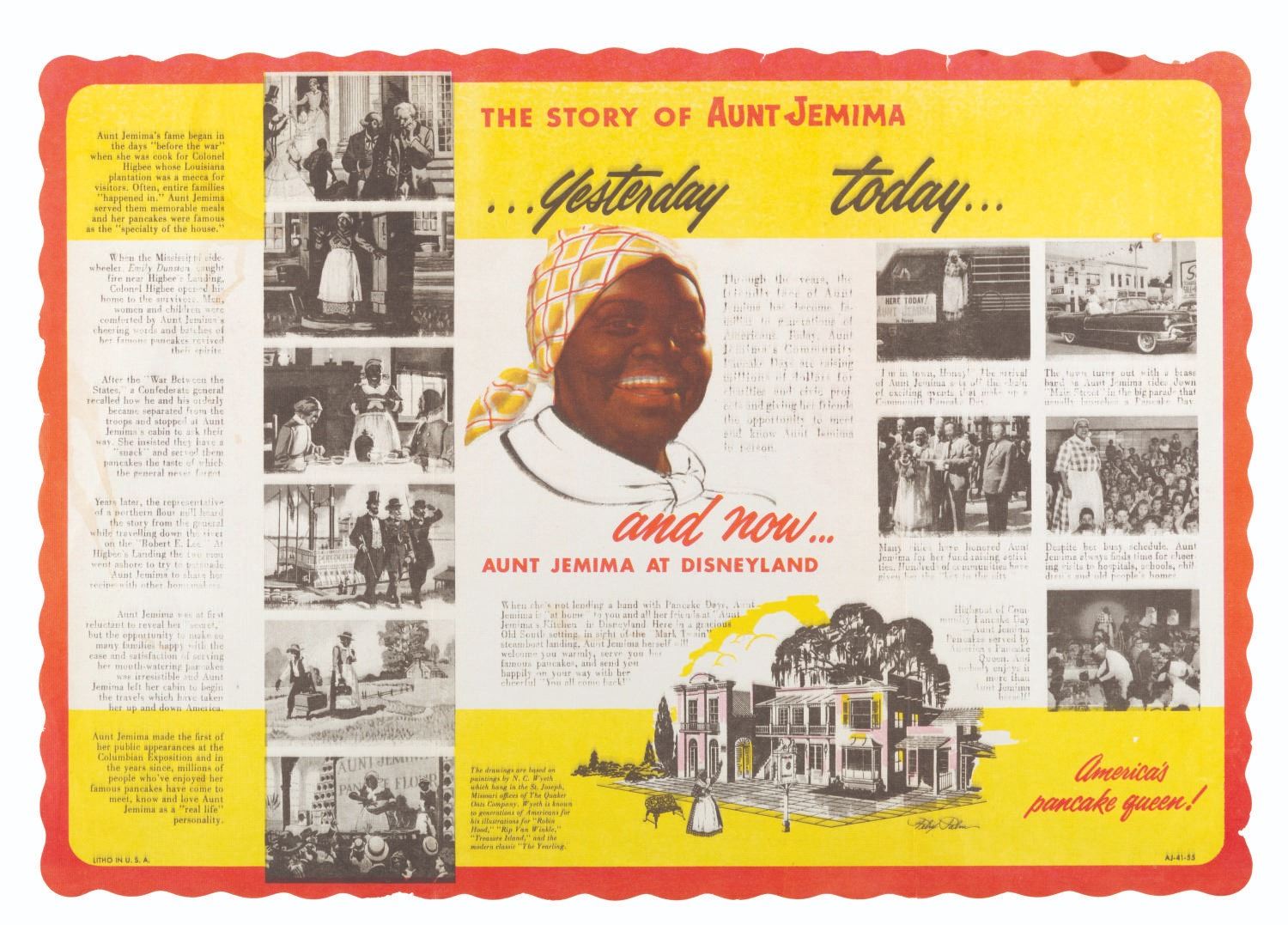 A Disneyland Aunt Jemima's Kitchen Placemat. - Van Eaton Galleries