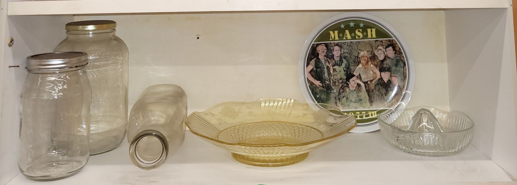Topaz Depression Glass, Milk Jug, MASH Plate, Hazel? Juicer