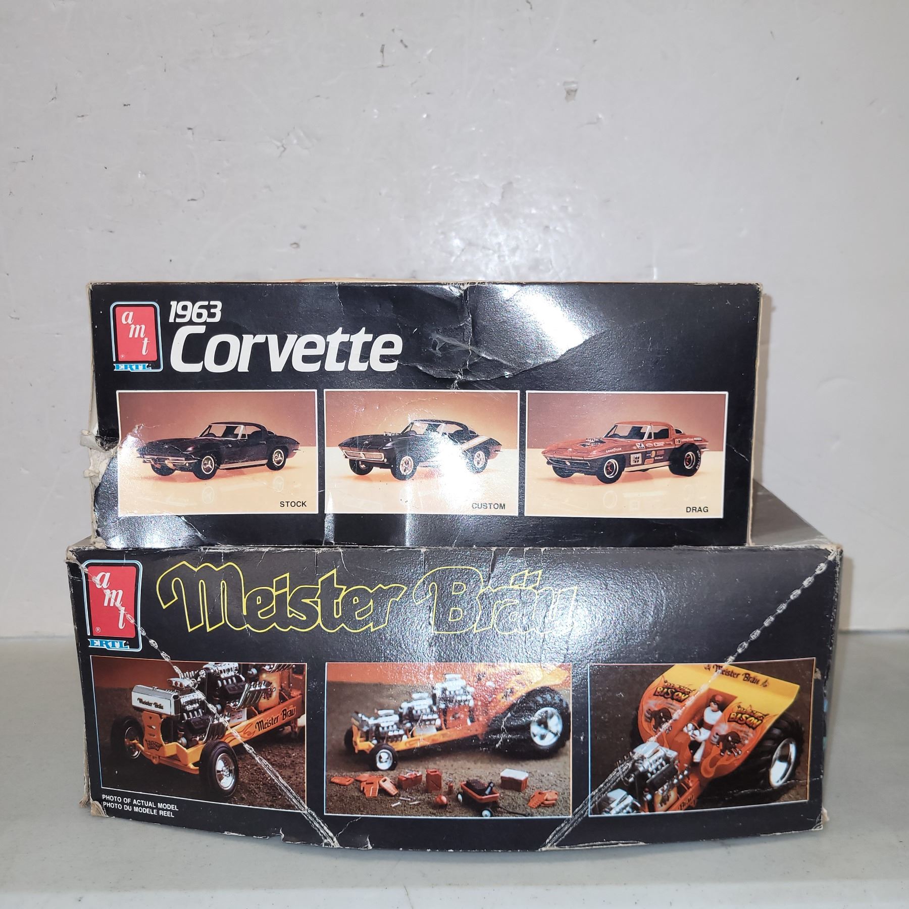 AMT 1963 Corvette Model Kit, AMT Meister Brau Model Kit - Both 1:25 Scale