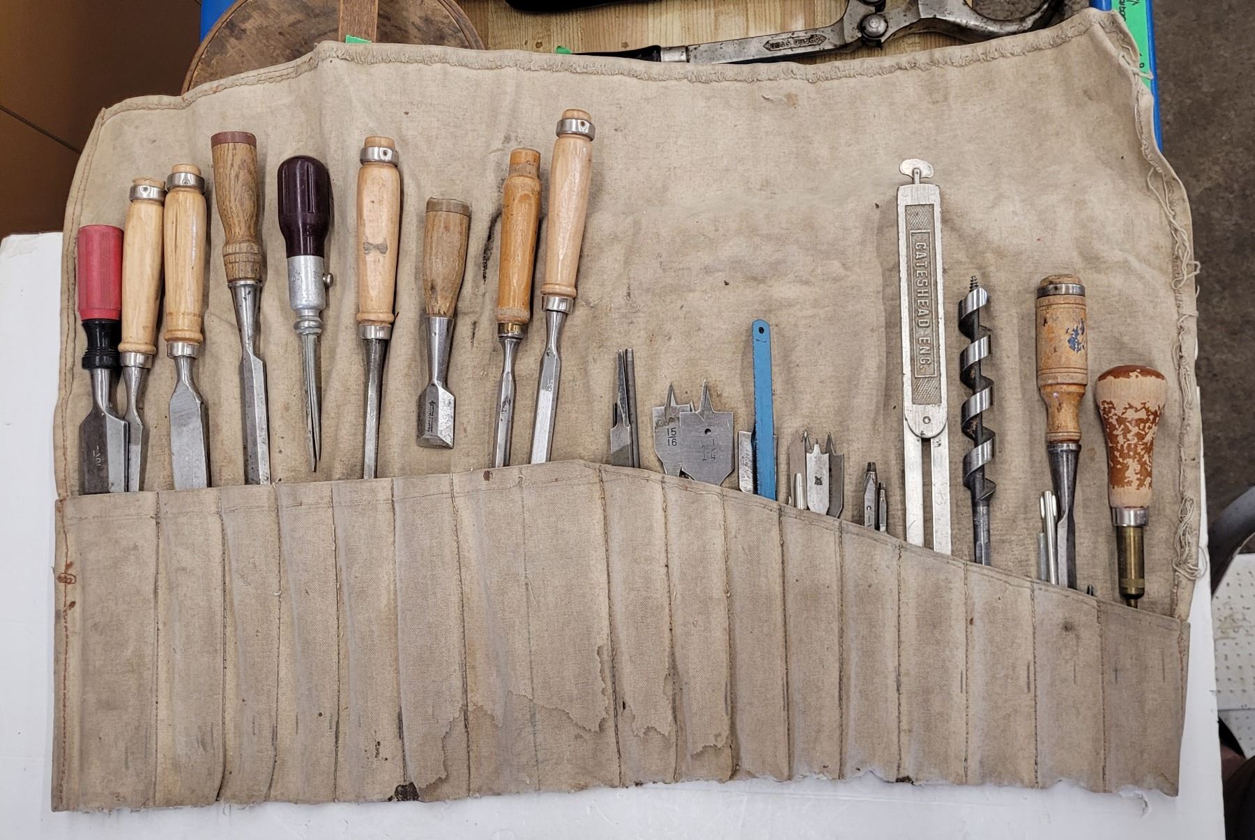 Beautiful Antique Chisel Set with Farm Guide