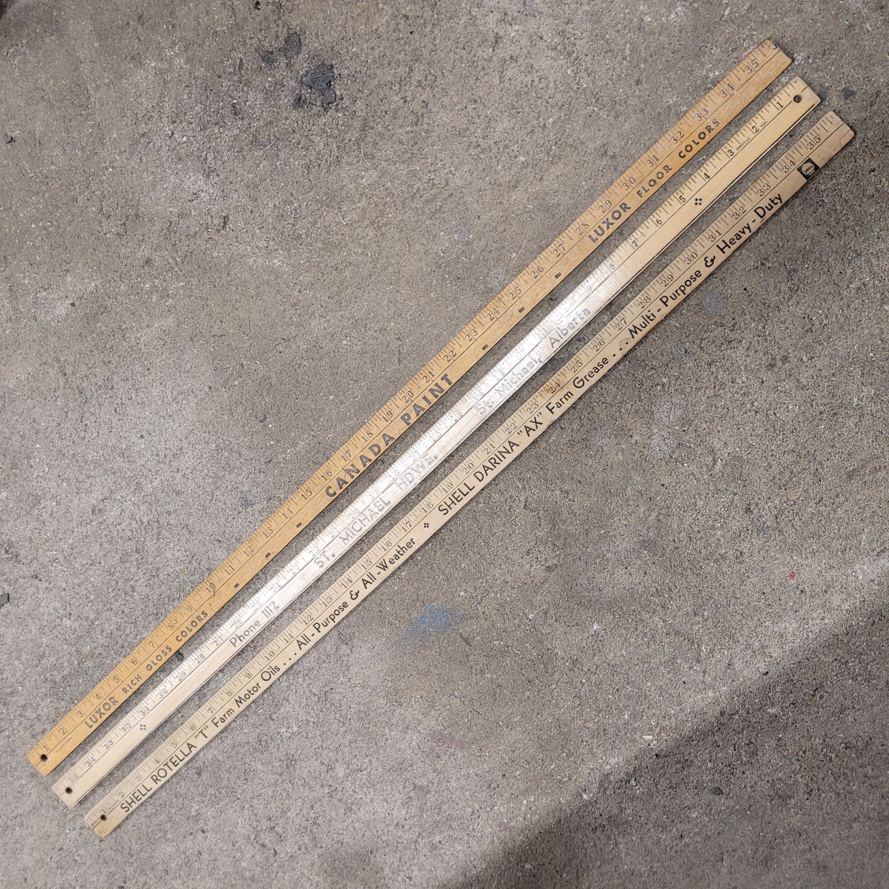 Lot of 3 Vintage Yard Sticks