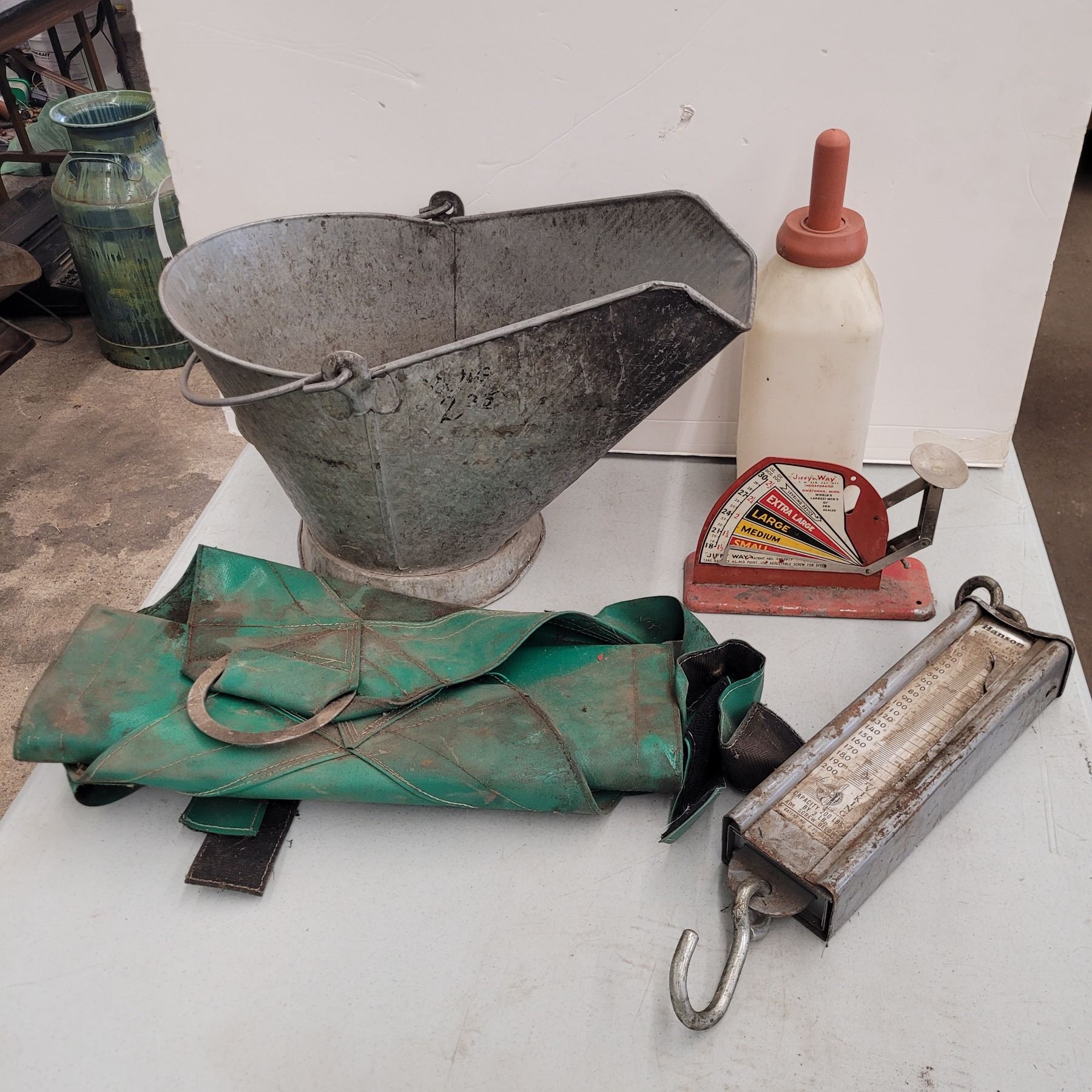 Farming Accessories - Coal Pail, Bib, Calf Bottle, Egg Scale, Hanson ...