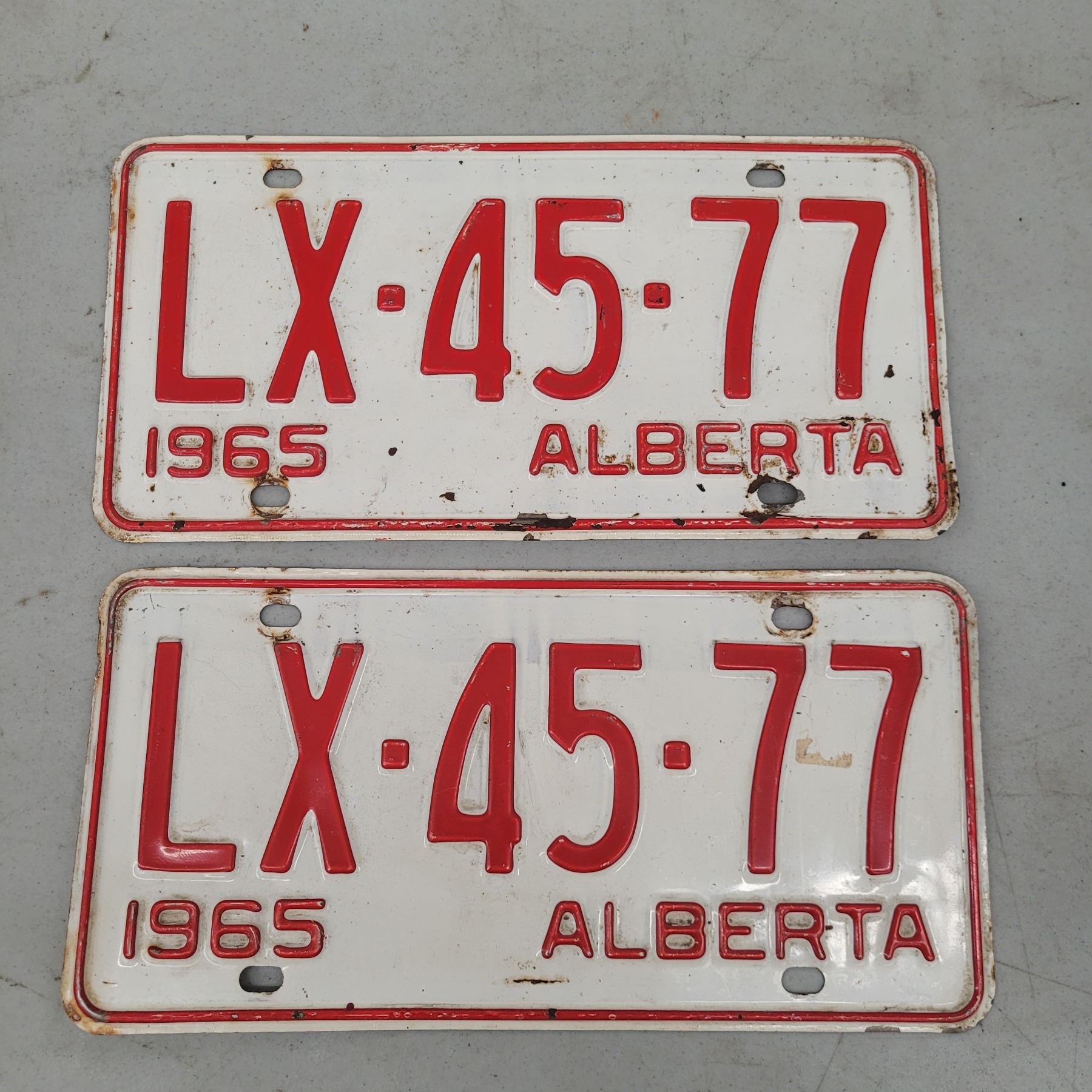 Set of 1865 Alberta License Plates