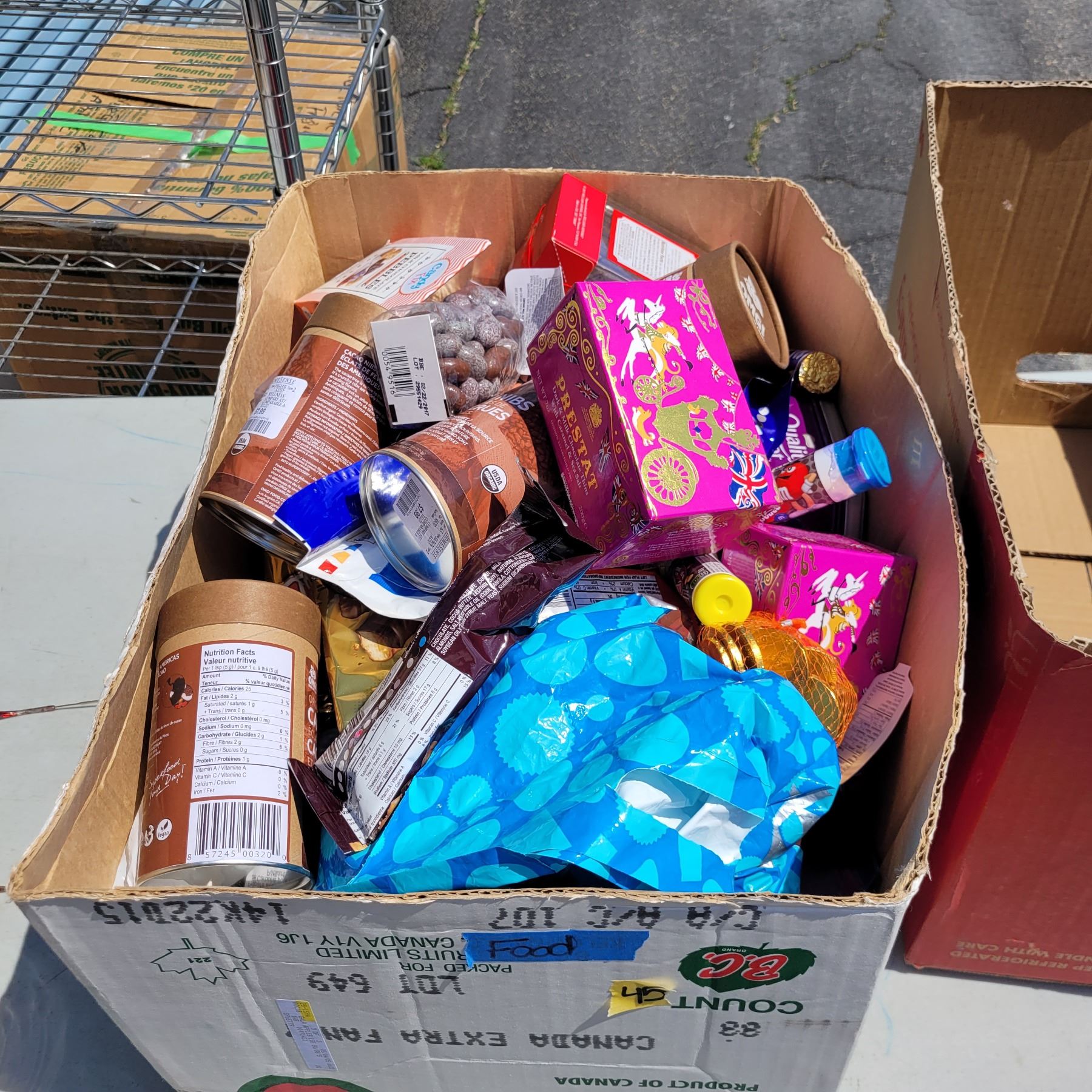 One Apple Box Full of Various Food, Mostly Chocolate and Treats - BB ...