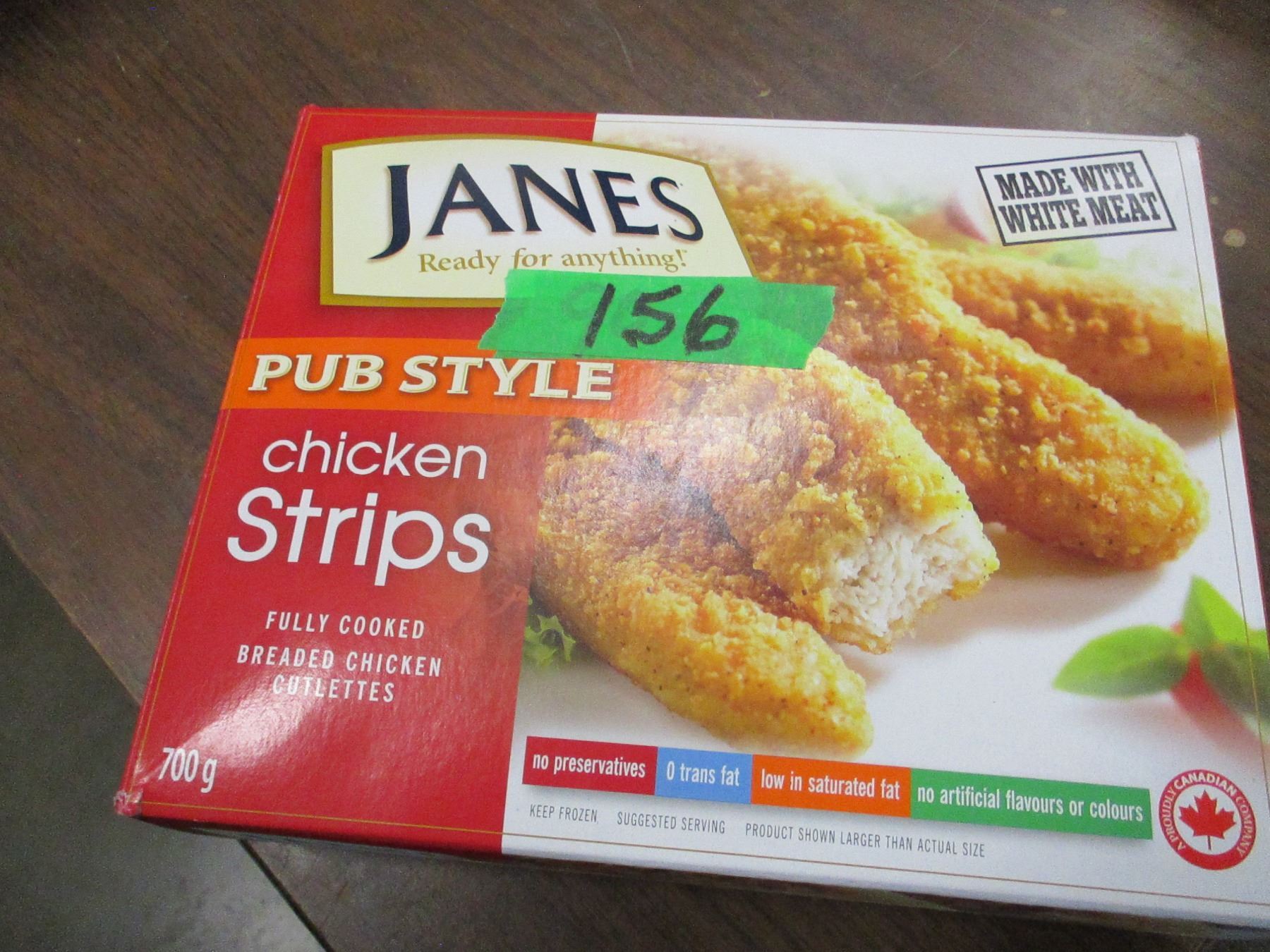 FROZEN: JANE'S FULLY COOKED CHICKEN PUB STYLE STRIPS (700G) - BOX