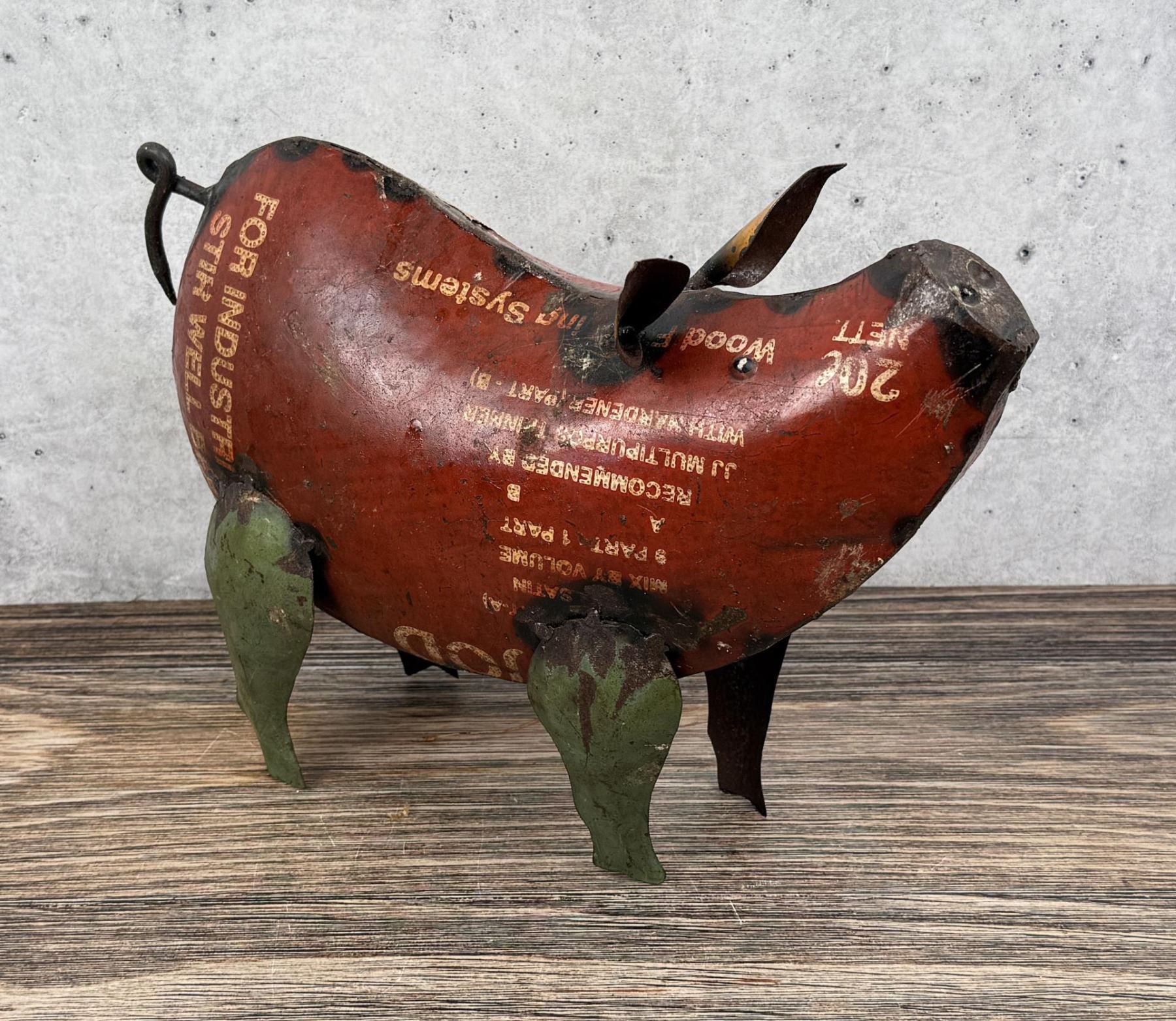 Decorative Tin Metal Garden Pig