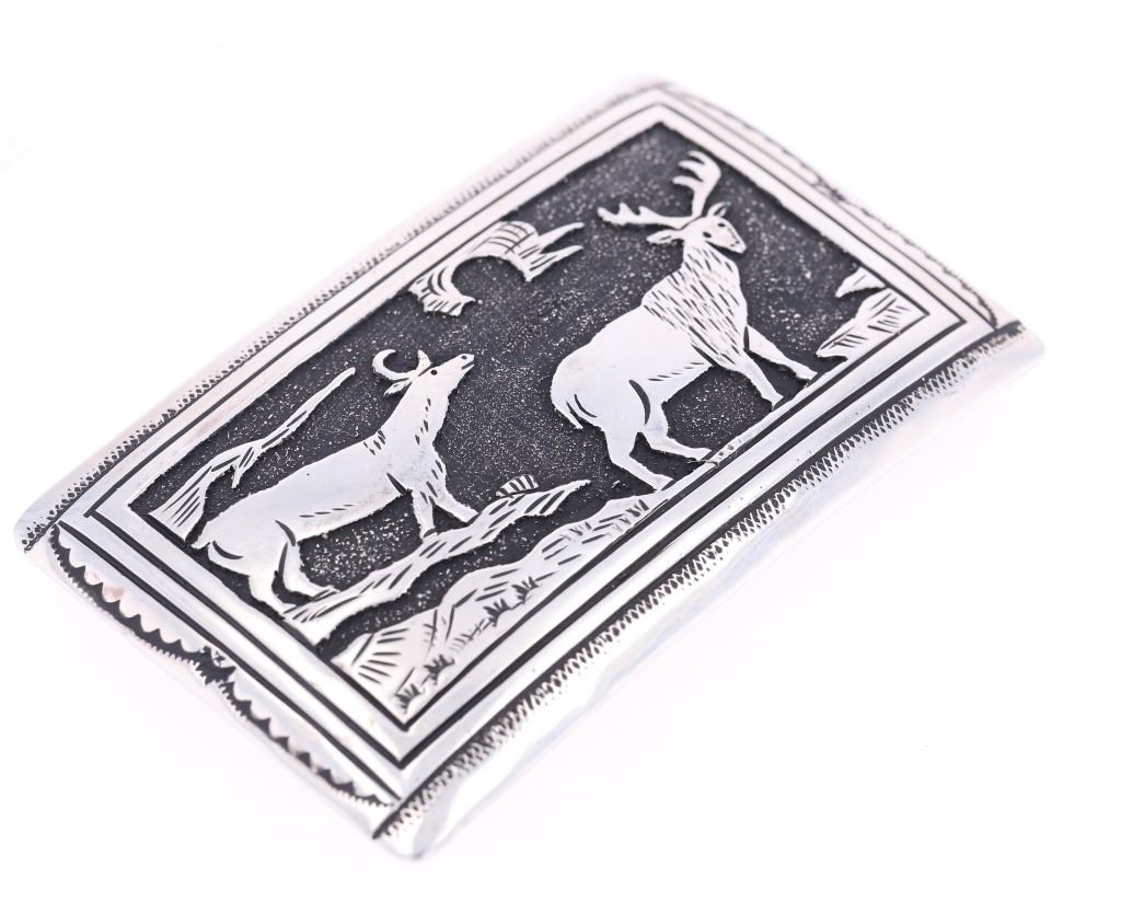 Navajo Tommy Singer Sterling Silver Elk Buckle