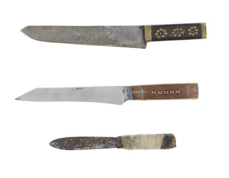 Antique Frontier Plains Tacked Inlaid Trade Knives